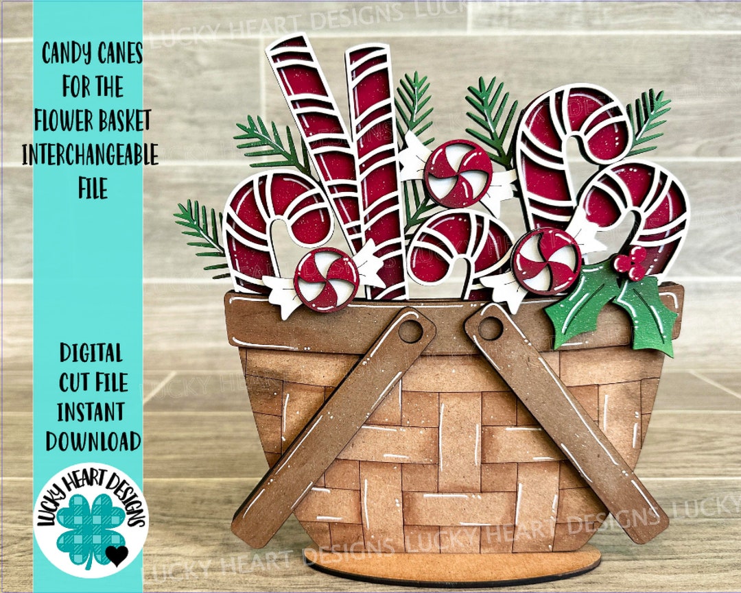 Candy Canes for the Flower Basket Interchangeable File SVG, Holiday ...