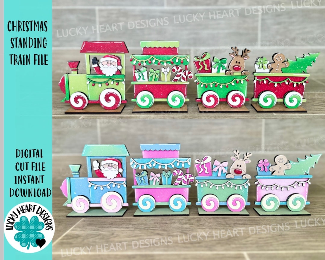 Christmas Standing Train File SVG, Santa, Rudolph, Gingerbread ...