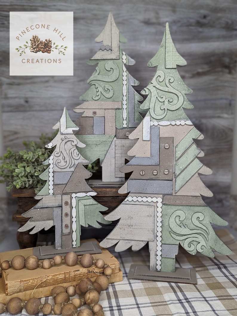 Vintage Rustic Christmas Tree File SVG, Glowforge Farmhouse ...