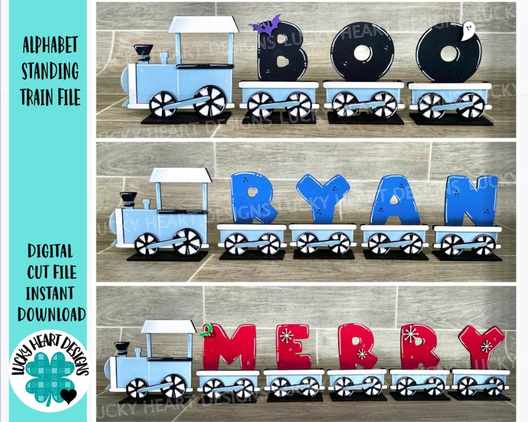 Alphabet Standing Train File SVG, Glowforge, Christmas, Nursery, Baby ...