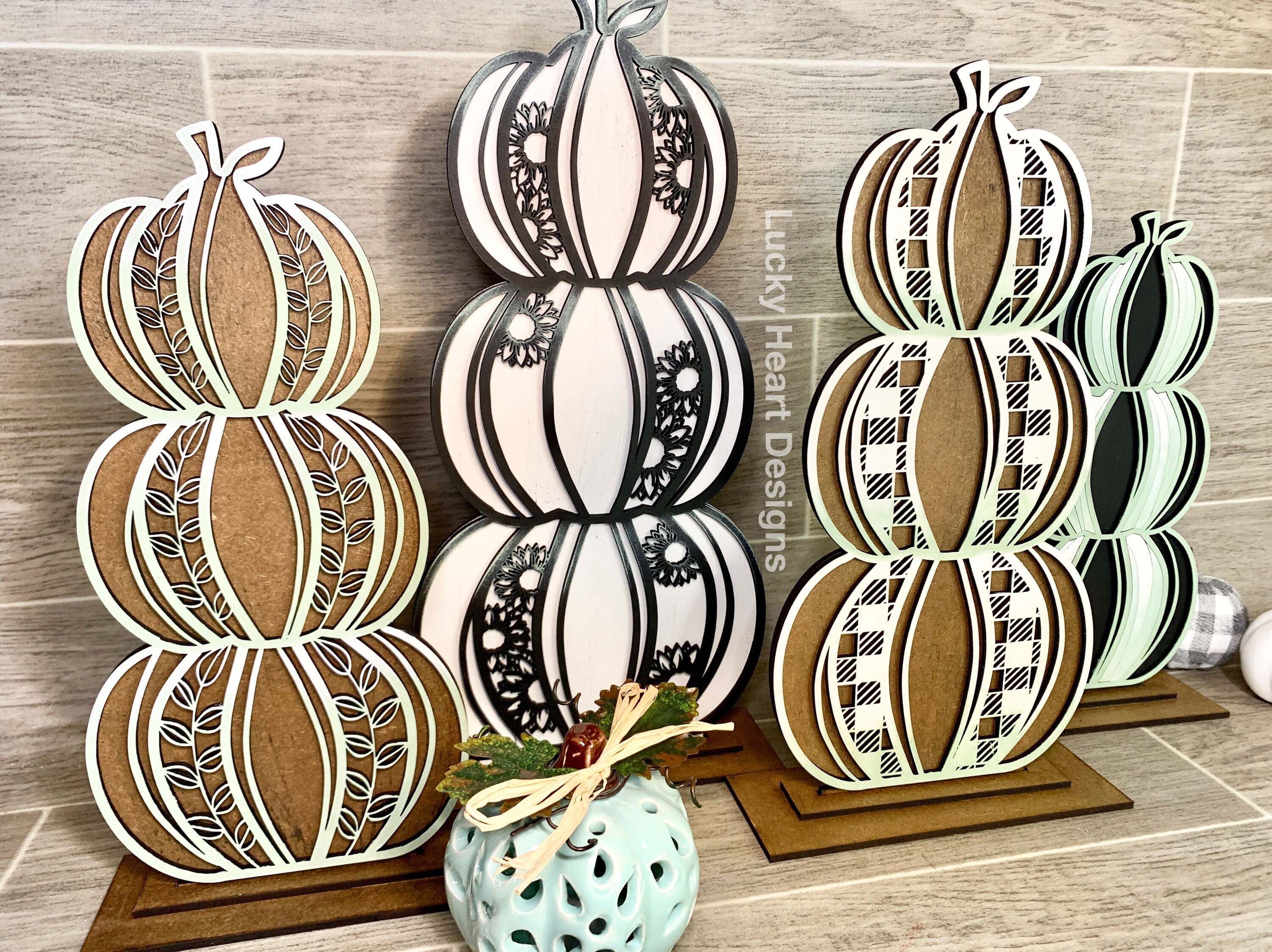 Stacking Pumpkins Four File SVG Fall Decor Glowforge - Etsy