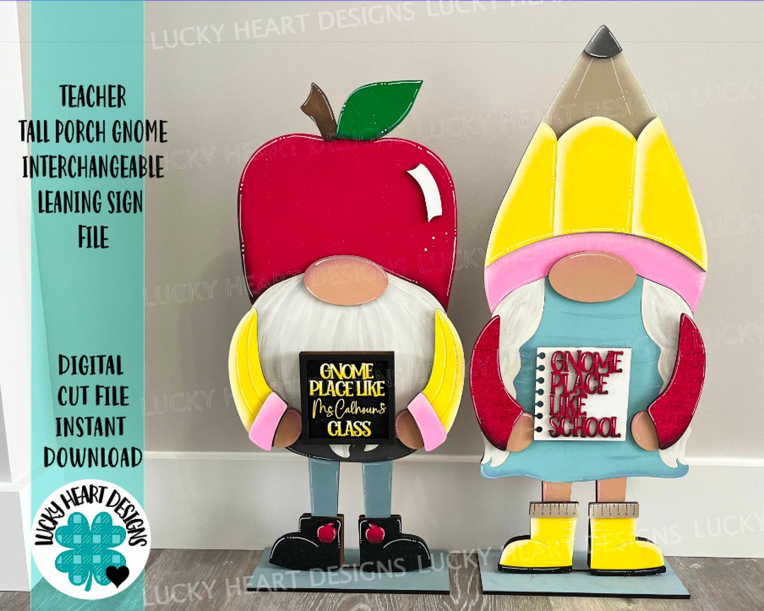 Teacher Hat Add on Tall Porch Interchangeable Leaning Sign Gnome File ...