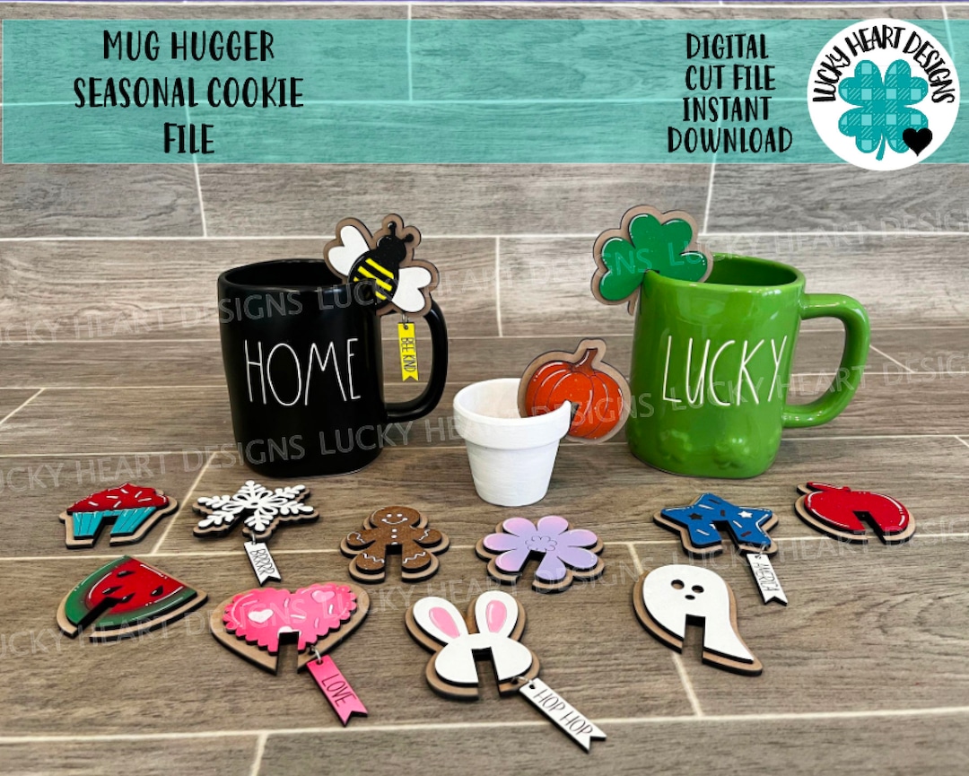 Mug Hugger Seasonal Cookie File SVG, Glowforge Tiered Tray ...