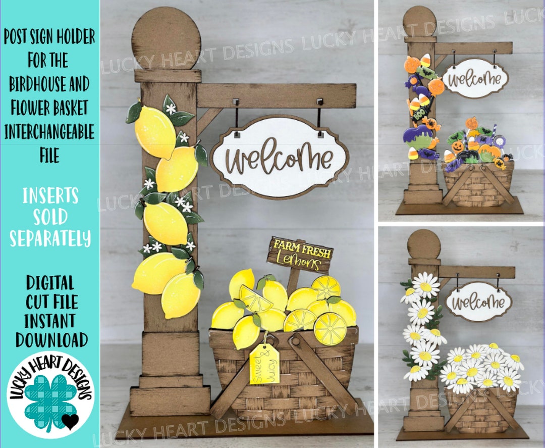 Post Sign Holder for the Birdhouse and Flower Basket Interchangeable ...