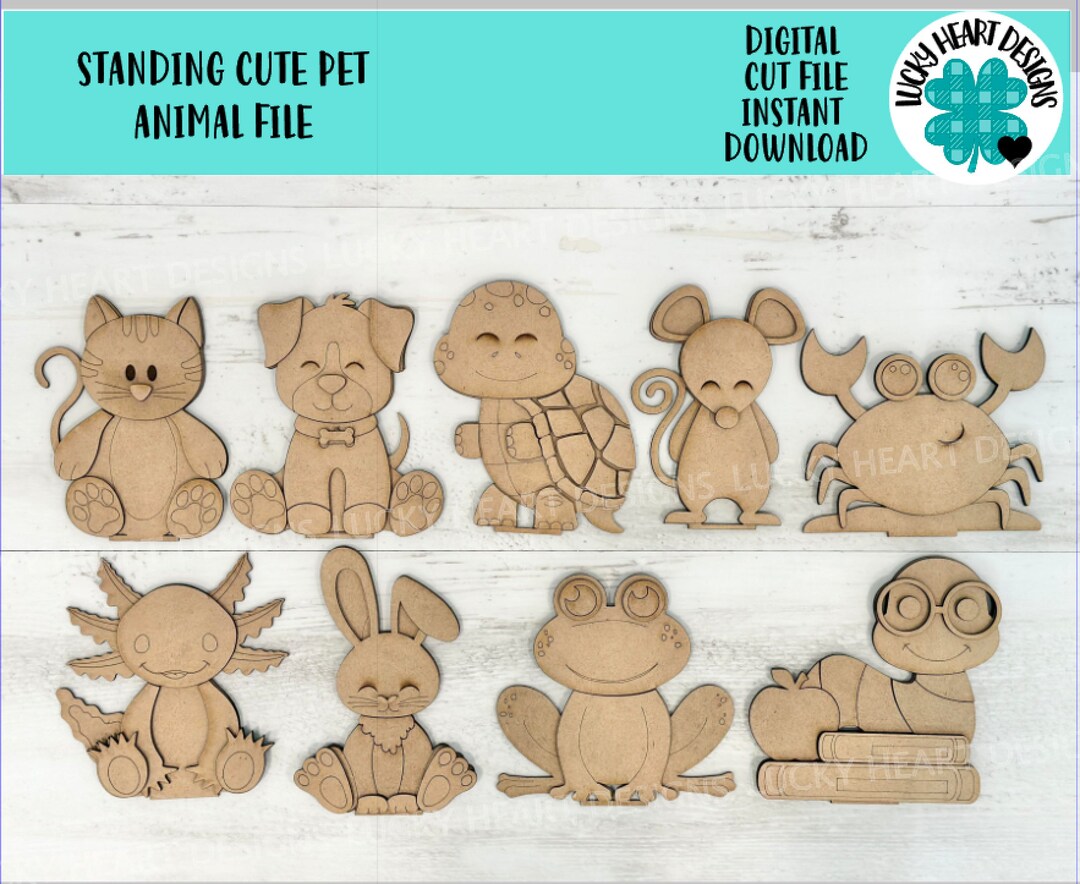 Standing Cute Pet Animal File SVG, Zoo, Nursery, Dog, Cat, Turtle ...