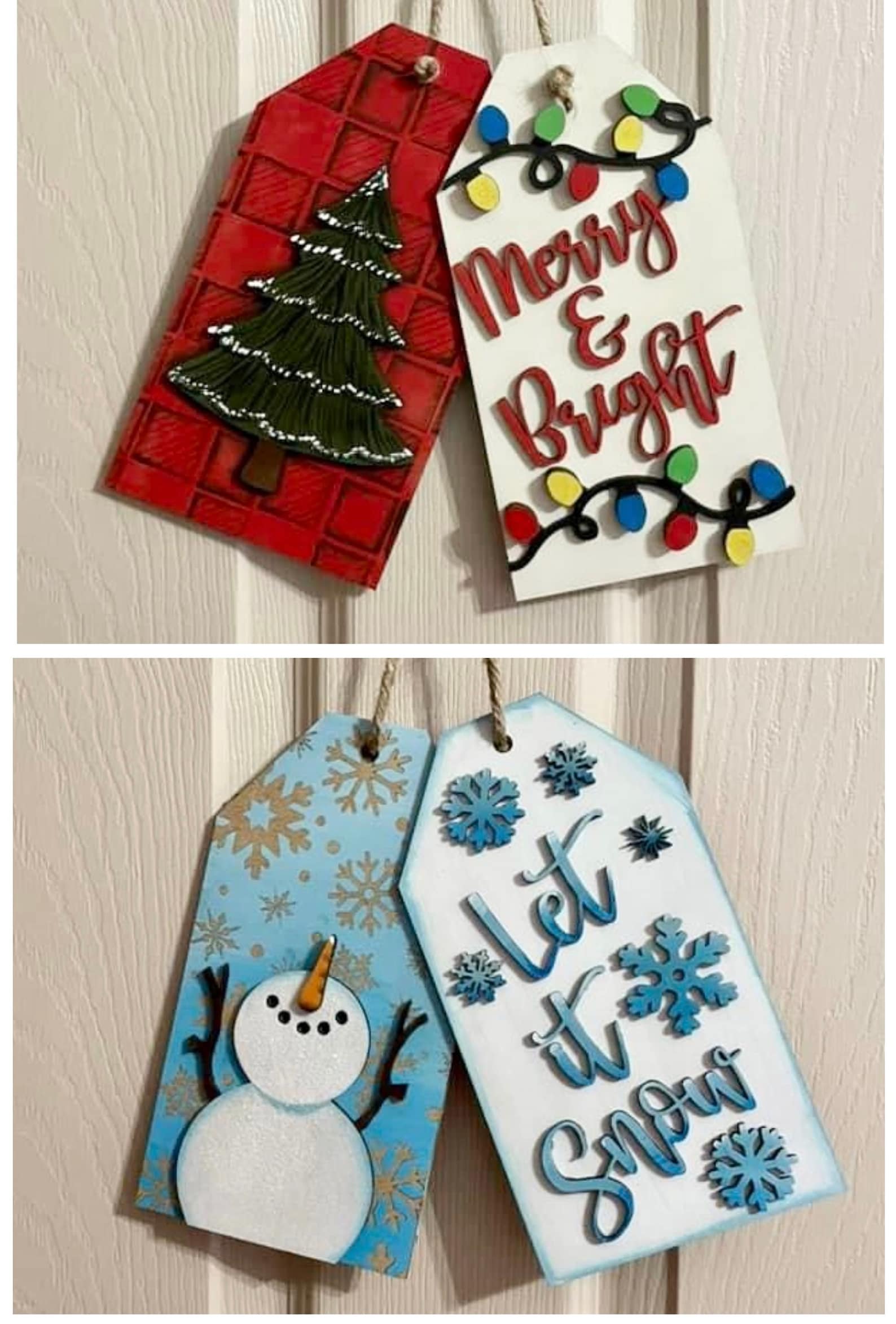 Christmas Winter Door Tag File SVG Glowforge Holiday Wreath - Etsy