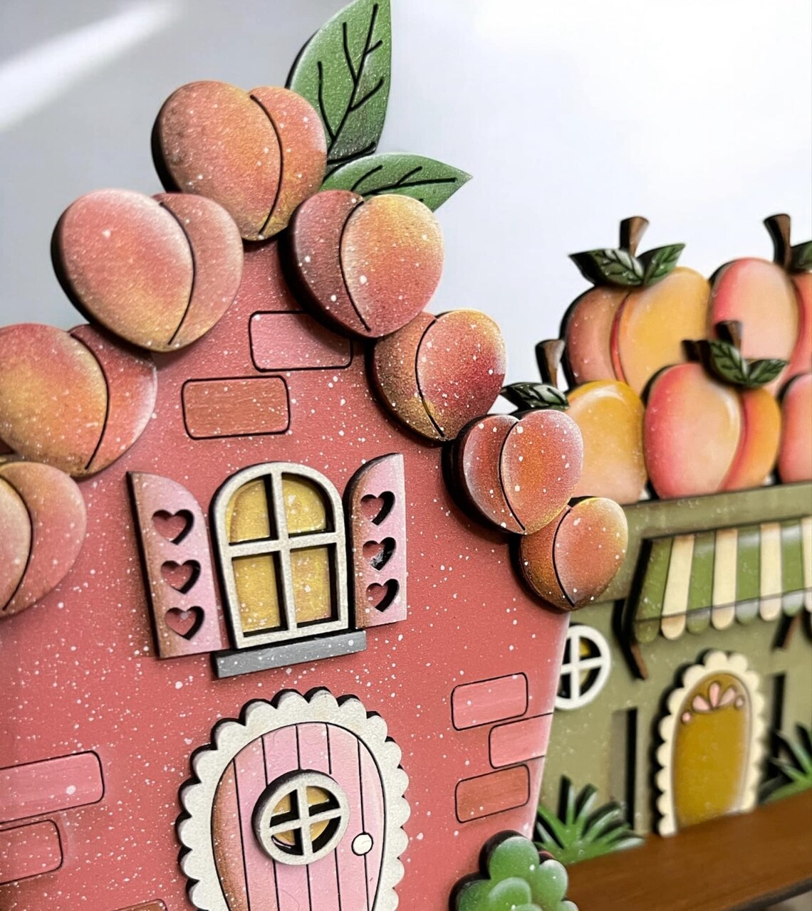 Peaches Standing Houses File SVG, Glowforge, Summer, Spring, Fruit ...