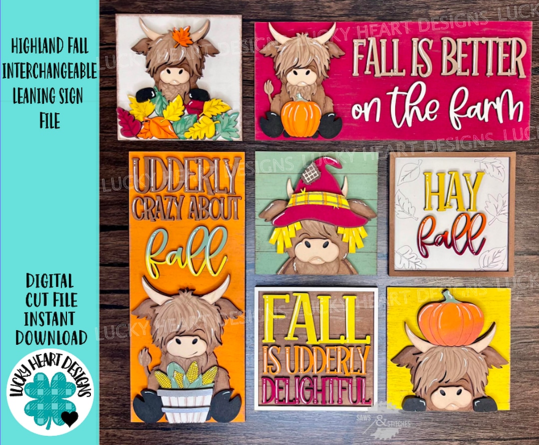 Highland Fall Interchangeable Leaning Sign File SVG, Glowforge, Farm ...