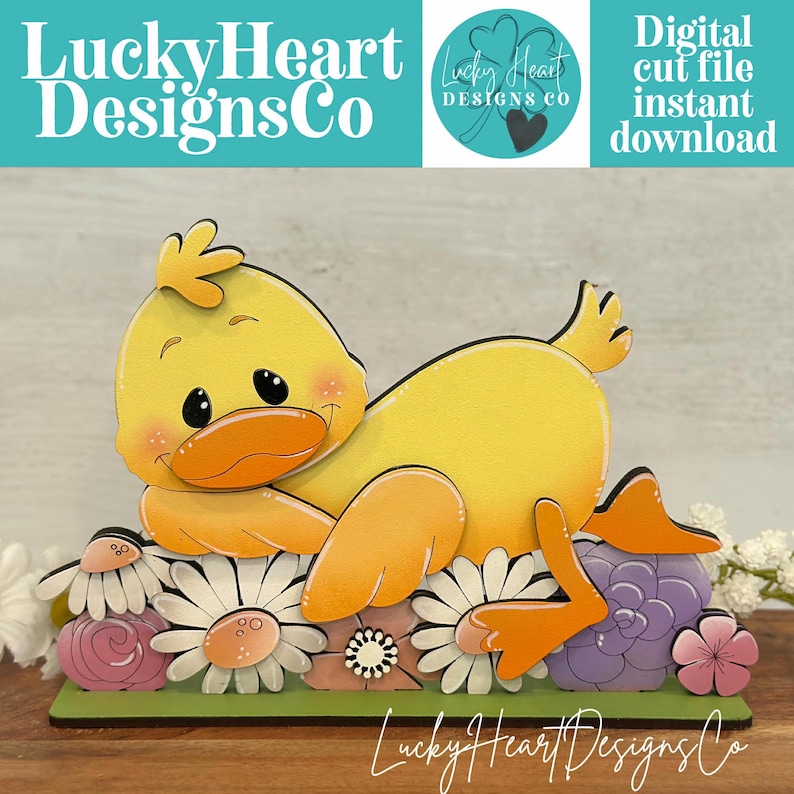 Duck Spring Laying Flower Standing File SVG, Daisy, Flower, Cute, Pet ...