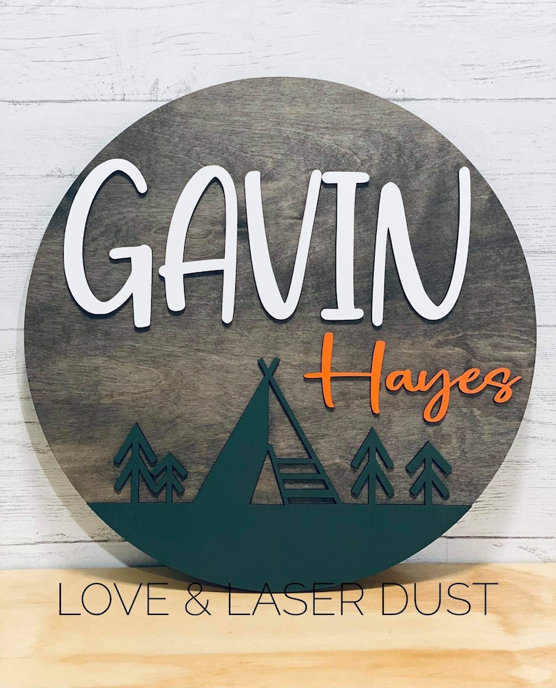Tent Camping Nursery Name Sign File SVG, Glowforge, Adventure ...