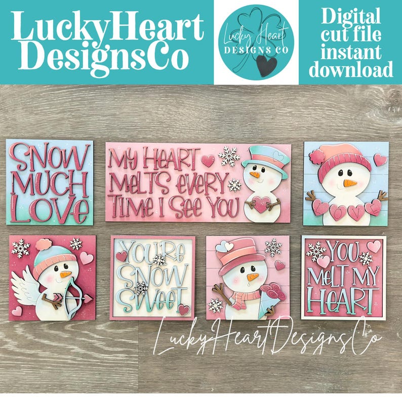 Snowman Valentines Day Interchangeable Leaning Sign File SVG, Love ...