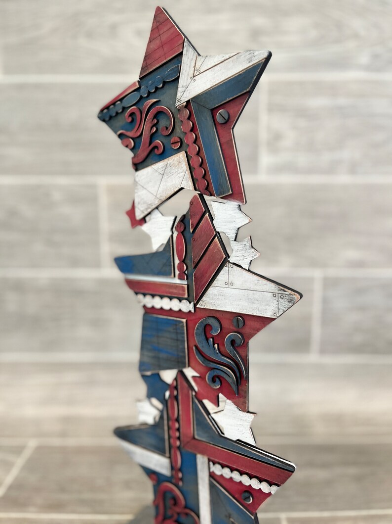 Vintage Rustic Stacking Star File SVG, Glowforge, Fourth of July ...