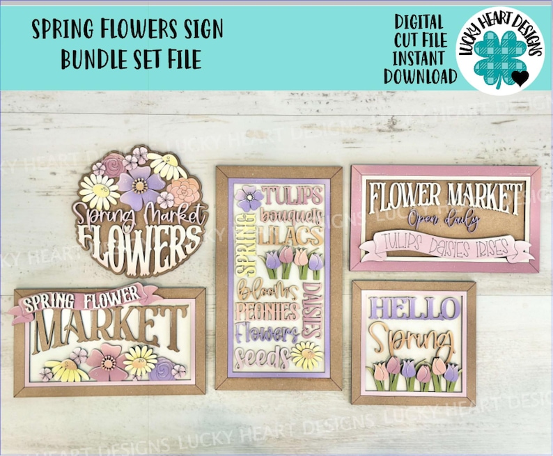 Spring Flowers Sign Bundle Set File SVG, Glowforge, Spring, Nerdy ...