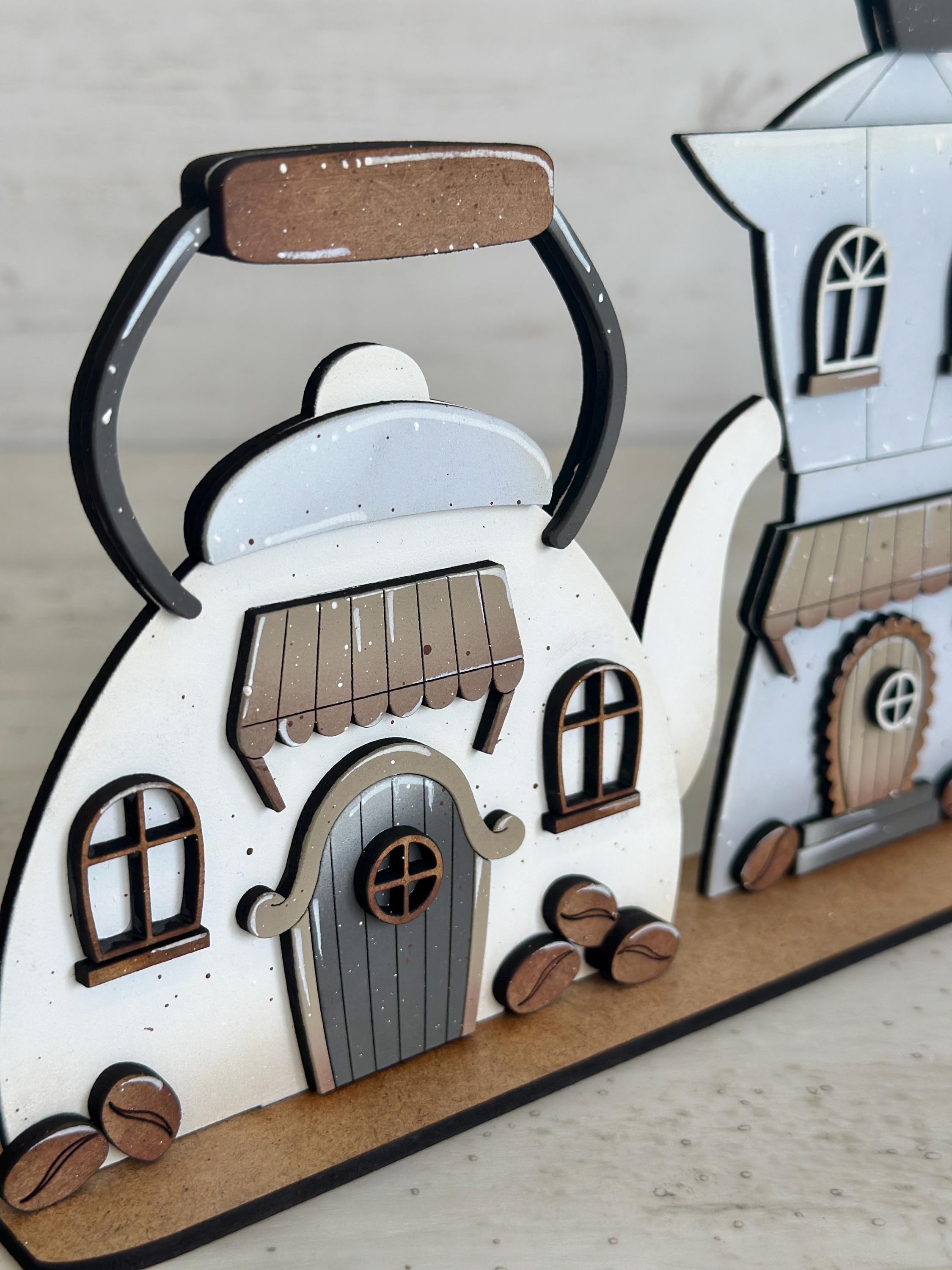 Coffee Standing House File SVG, Glowforge, Bundle Coffee Mug, Pot, Cups ...