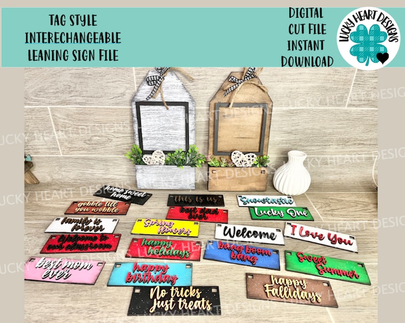 Tag Style Interchangeable Leaning Sign File SVG, Glowforge ...