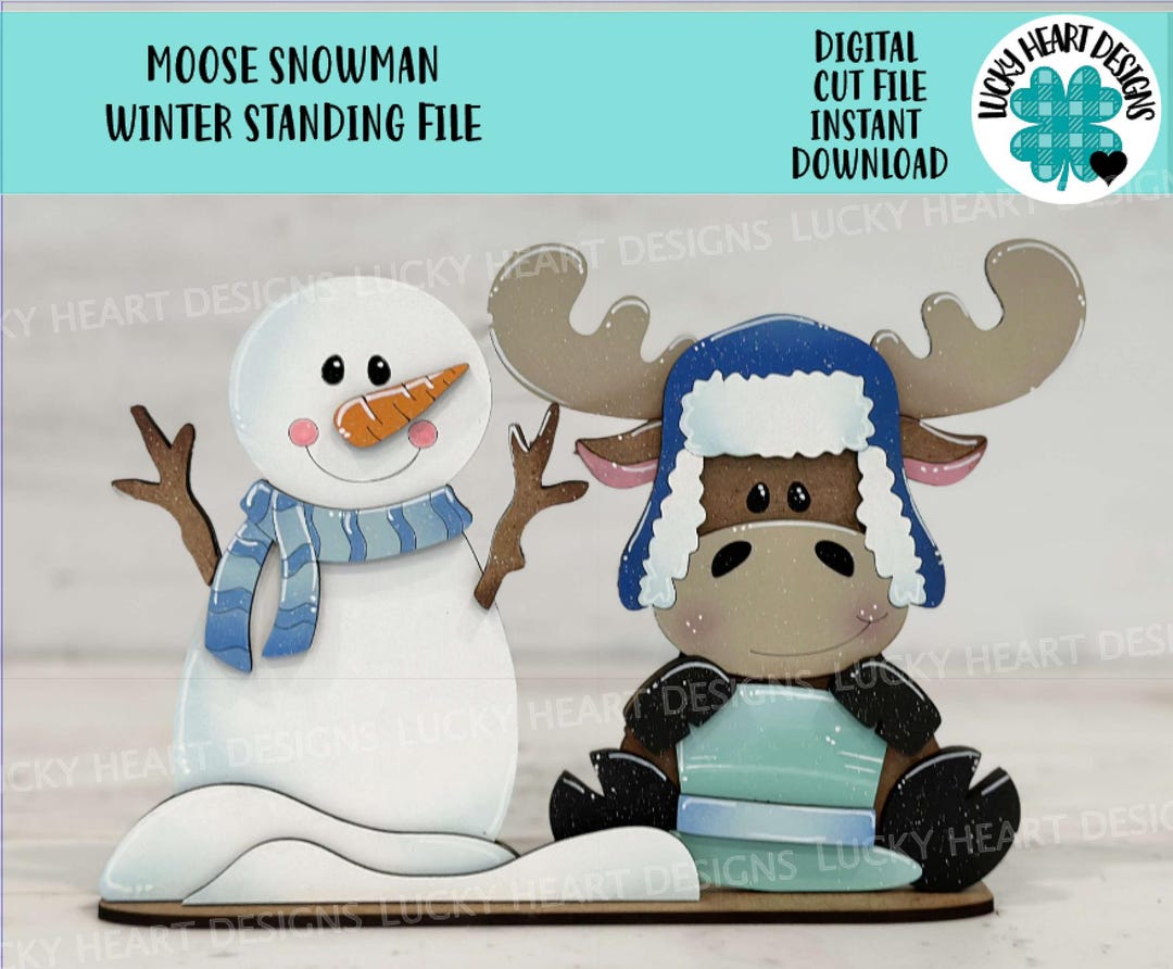 Moose Snowman Winter Standing File SVG, Snowflake, Farm, Frosty ...
