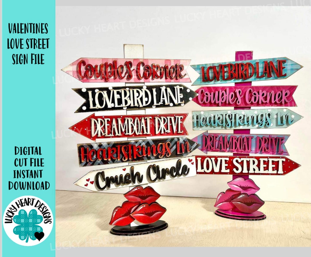 Valentine's Love Street Sign File SVG, Love Decor Glowforge, Luckyheartdesignsco - Etsy