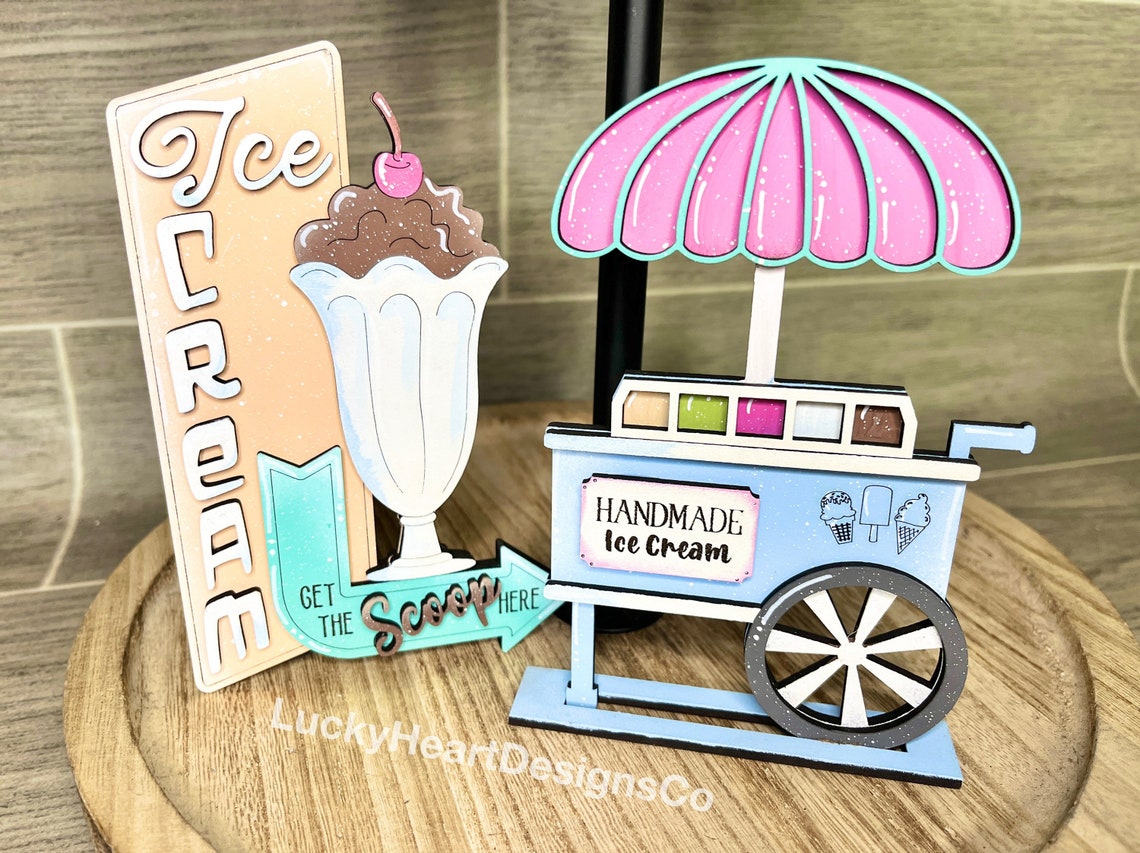 Vintage Ice Cream Summer Tiered Tray File SVG Tier Tray - Etsy