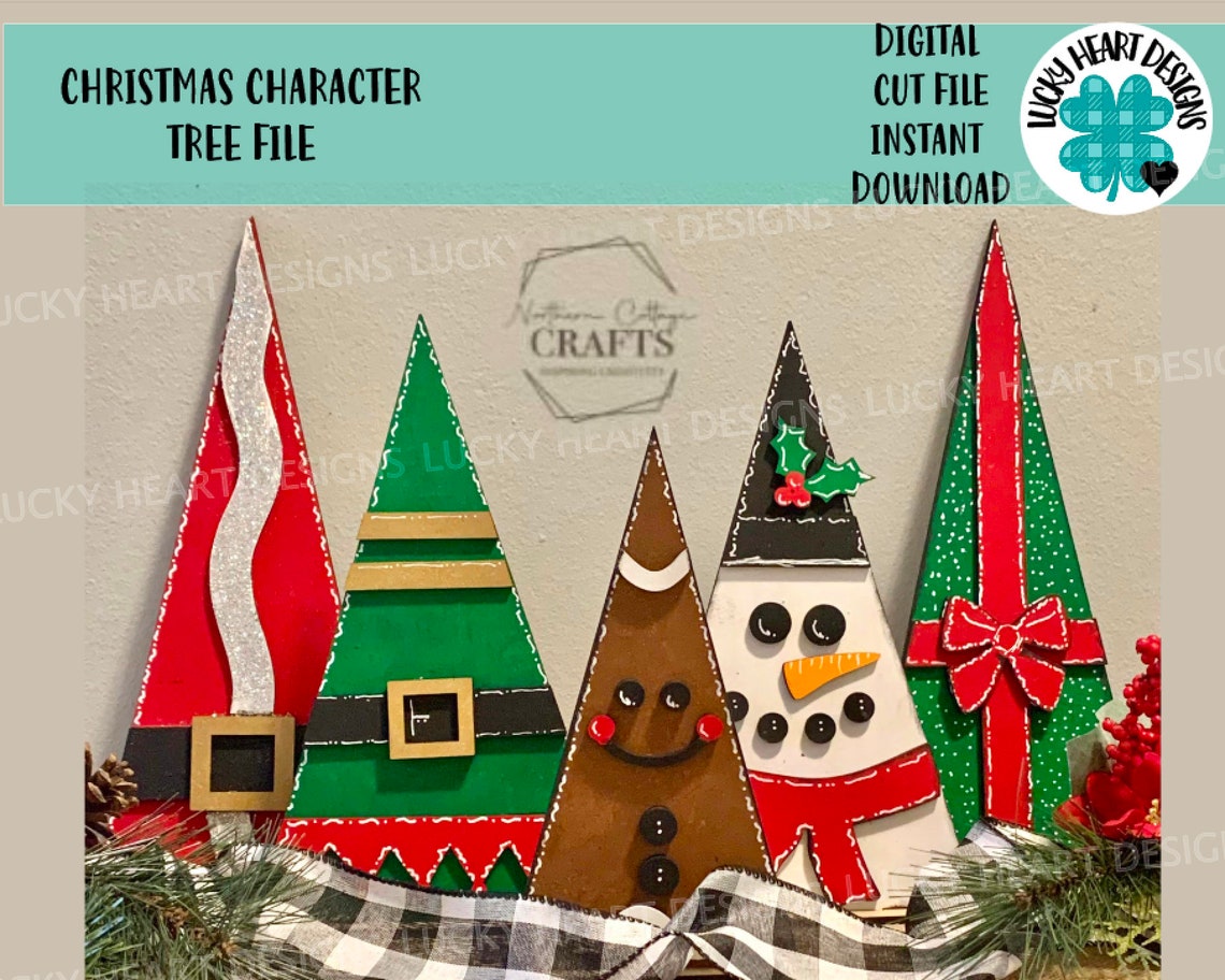 Christmas Character Tree File SVG Santa Kids Craft - Etsy