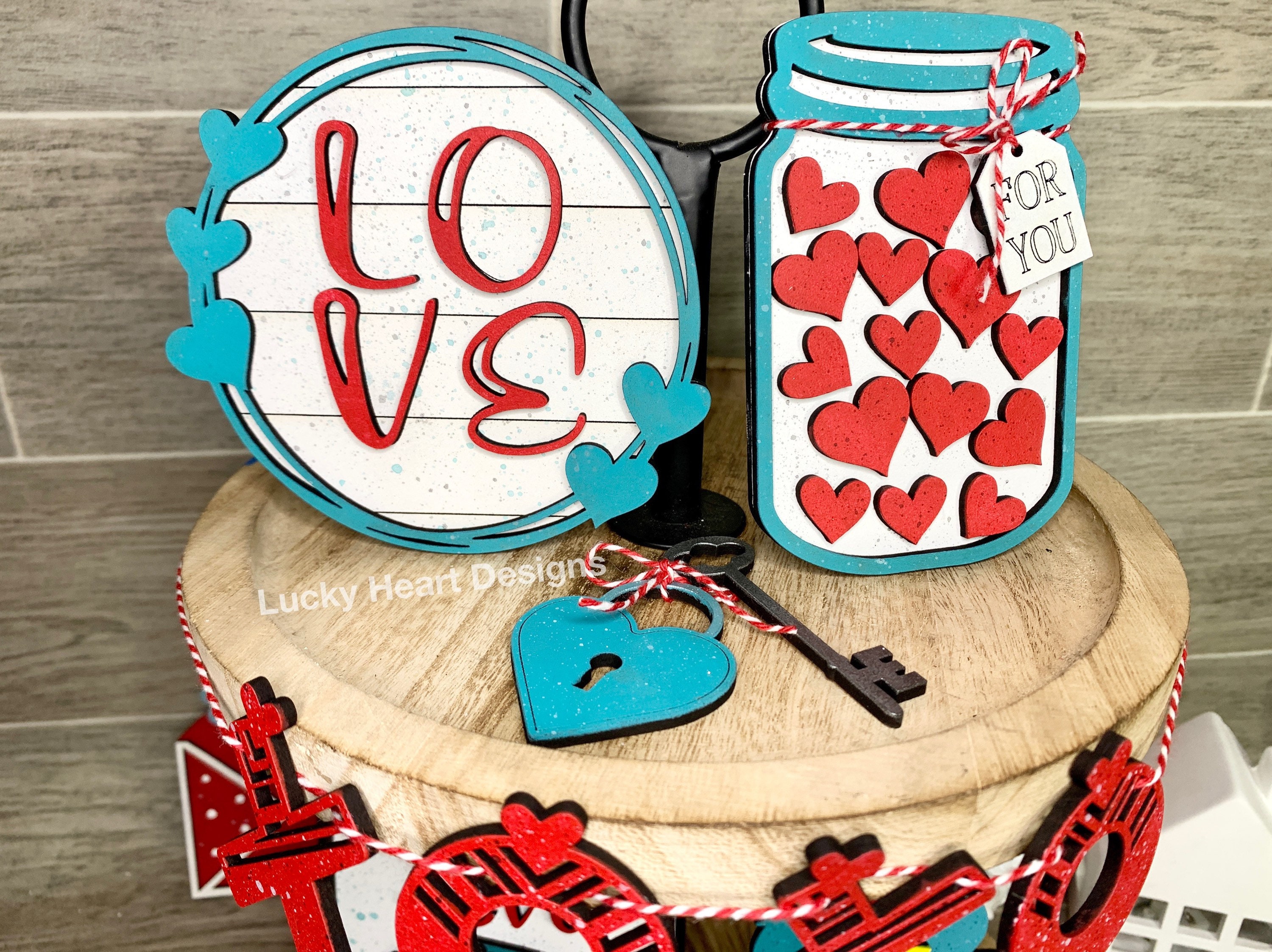 Loads of Love Valentines Tiered Tray File SVG, Tier Tray Glowforge ...