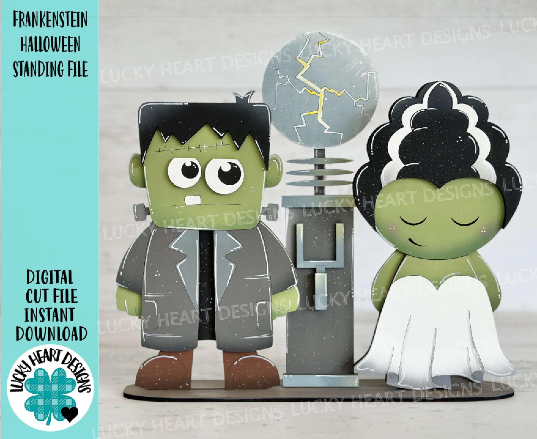 Frankenstein Halloween Standing File SVG, Witch, Jack-o-lantern ...