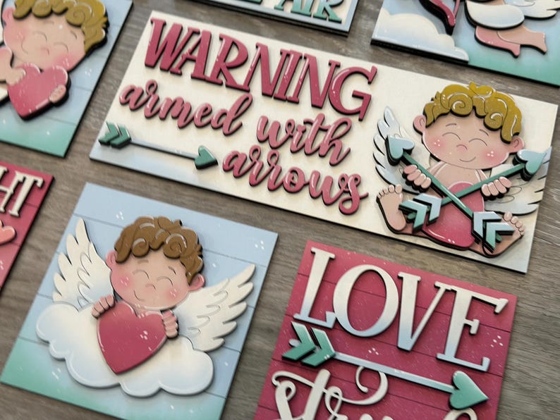Cupid Valentine's Day Interchangeable Leaning Sign File SVG, Glowforge ...