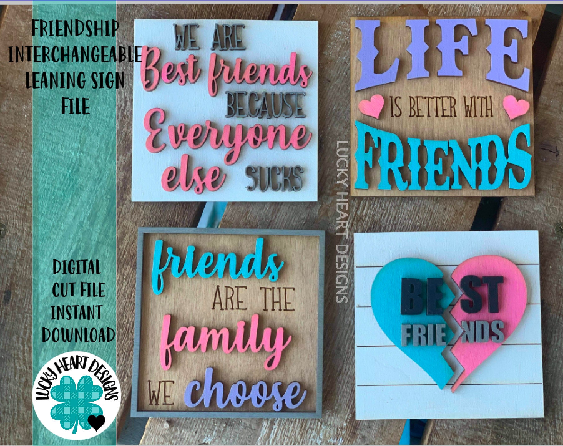 Friendship Interchangeable Leaning Sign File SVG Best Friends - Etsy
