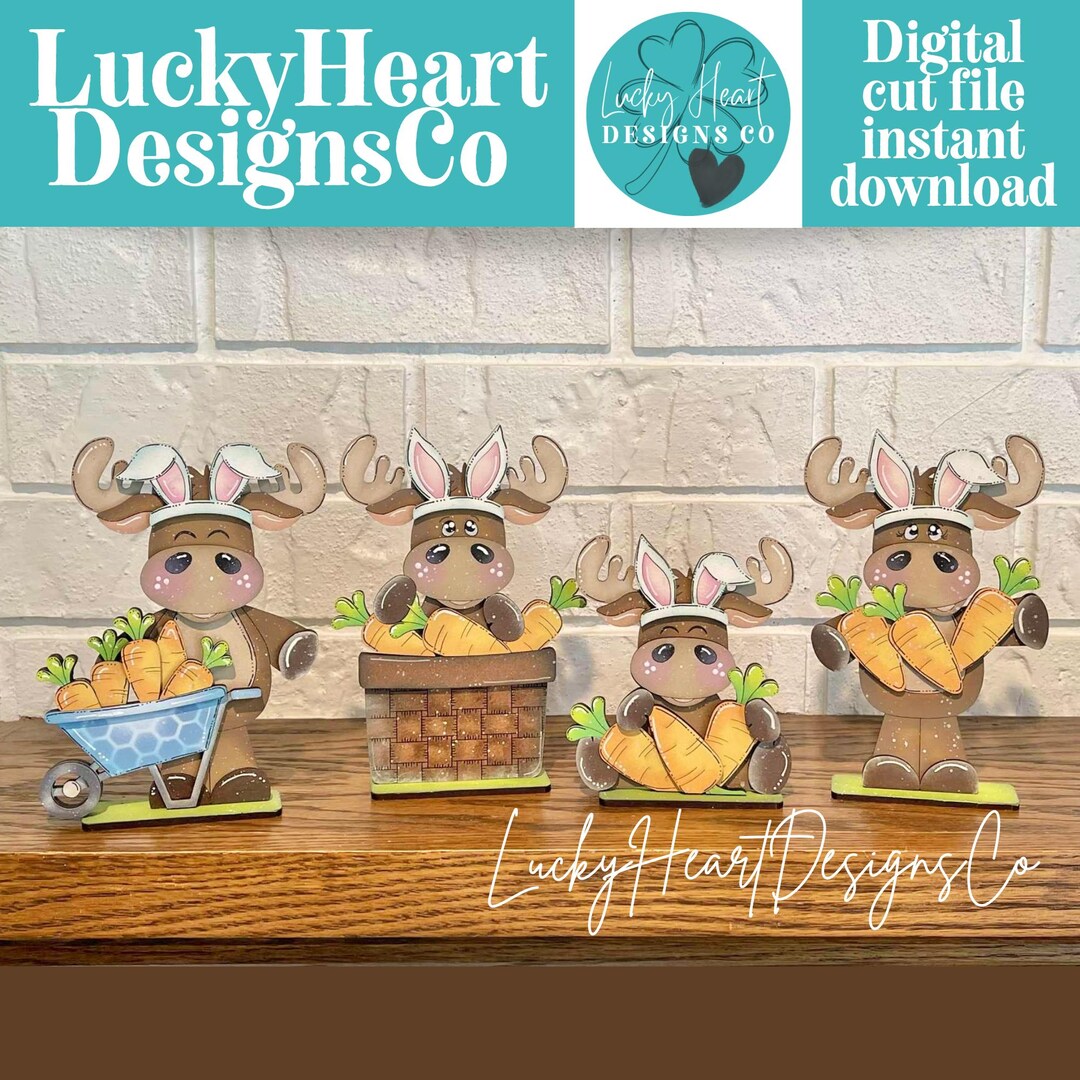Moose Easter Carrots Standing File SVG, Glowforge, Tiered Tray ...