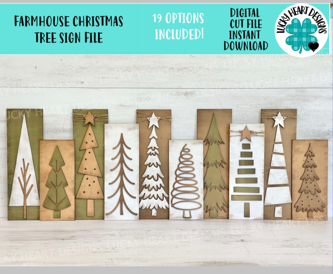 Farmhouse Christmas Tree Sign File SVG, Glowforge, Holiday, Christmas ...