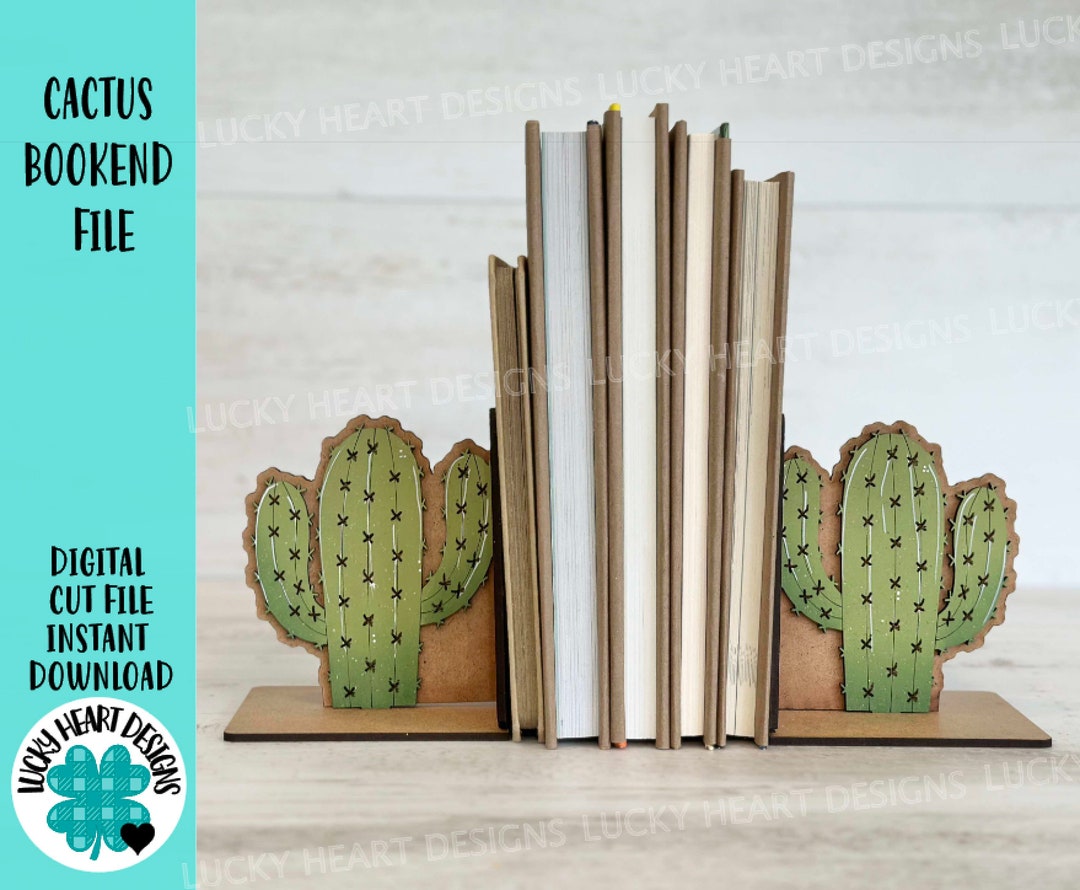 Cactus Bookend File SVG, Glowforge, Reading, Books, Library, School ...