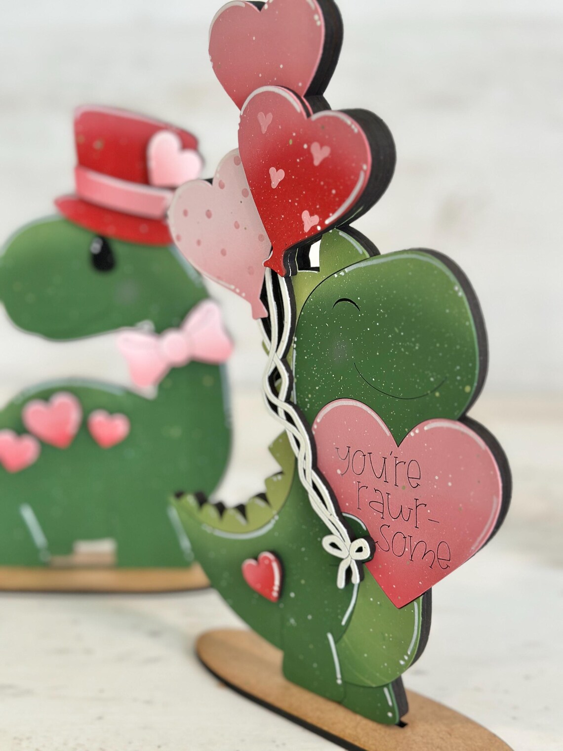 Dinosaur Valentine Standing File SVG, TINY, Glowforge, Rawr, Roar, Love ...