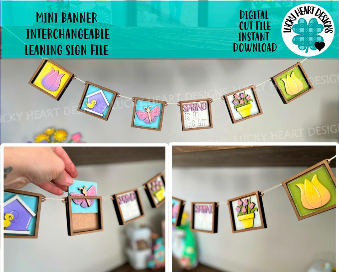 MINI Banner Interchangeable Leaning Sign File SVG, Frame Tiered Tray ...
