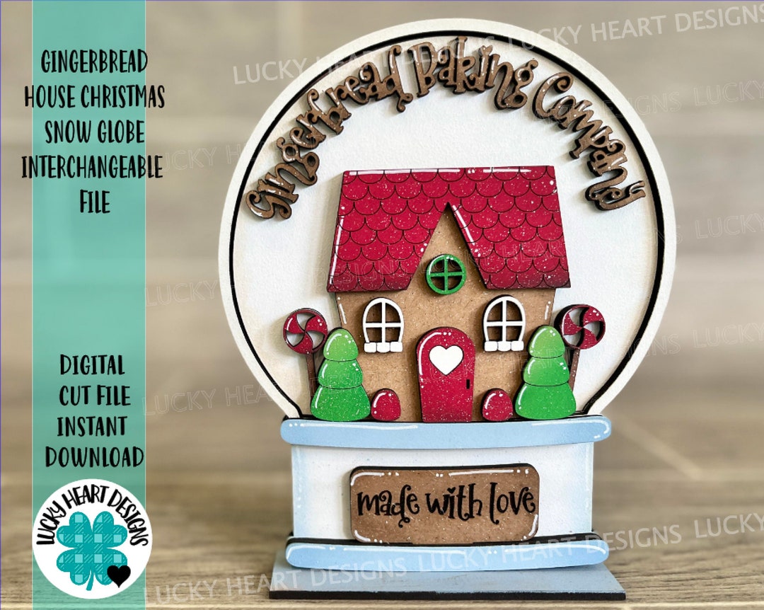 Gingerbread House Christmas Snow Globe Interchangeable File SVG ...