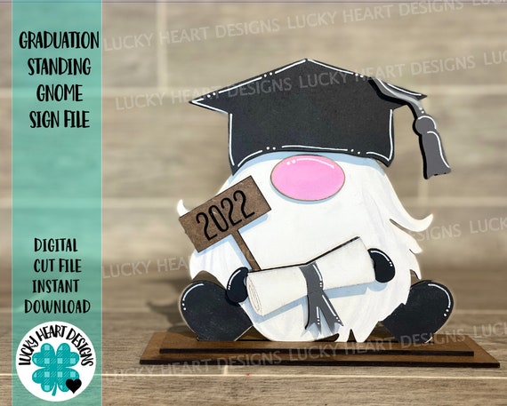 Graduation Standing Gnome File SVG Glowforge - Etsy