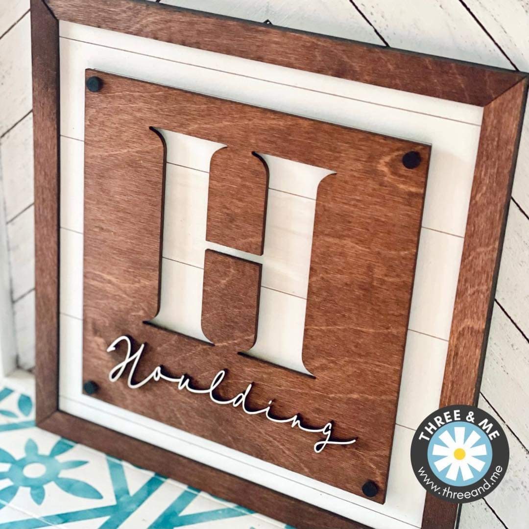 Square Shiplap Initial Sign File SVG Glowforge Name - Etsy