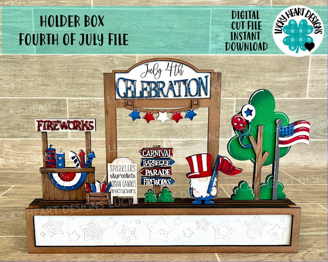 Holder Box Fourth of July Add on File SVG, Glowforge Summer ...
