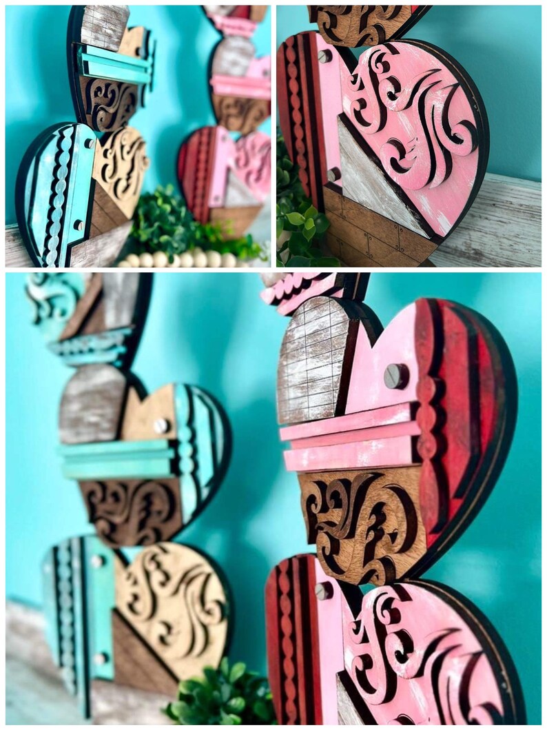 Vintage Rustic Stacking Hearts File SVG Valentine Glowforge - Etsy