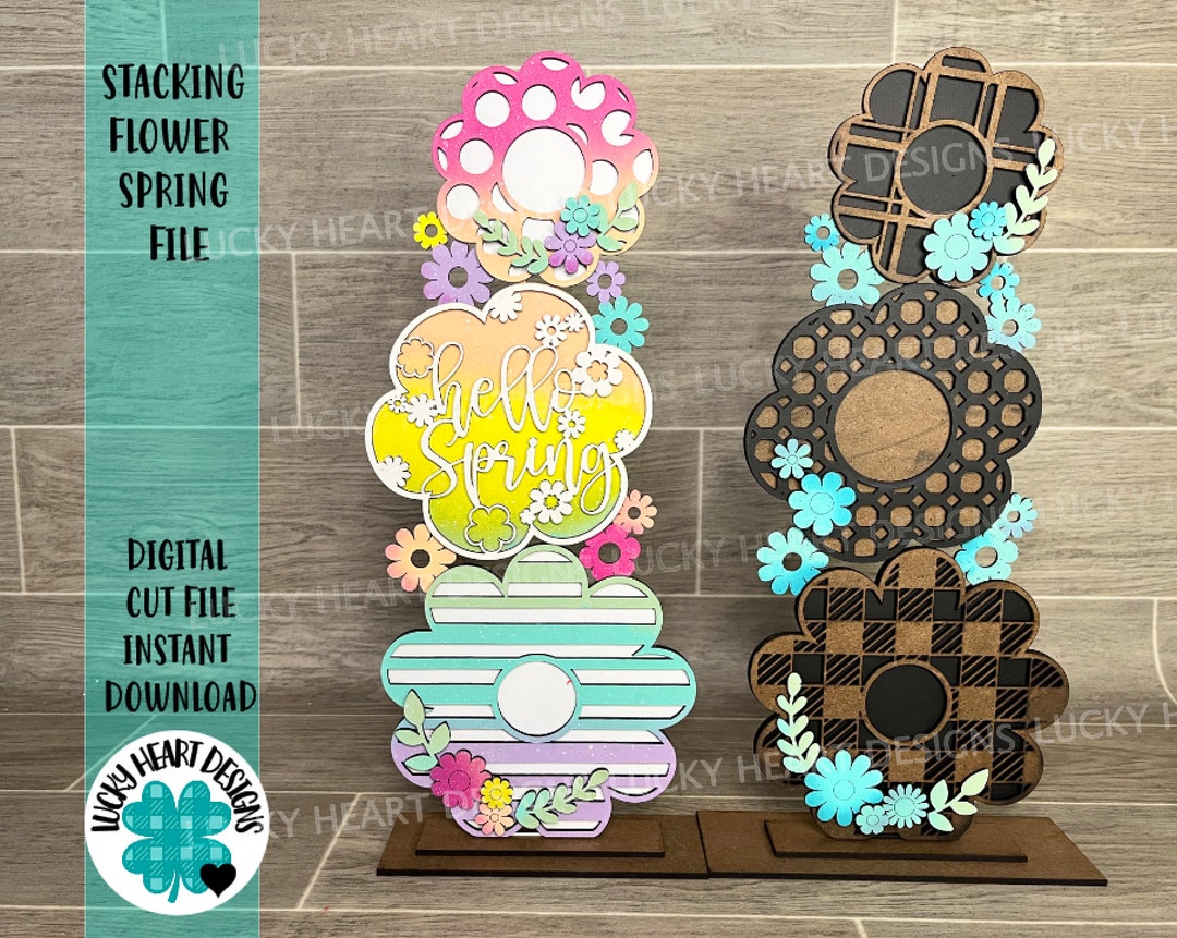 Stacking Flower Spring File SVG, Glowforge, Luckyheartdesignsco - Etsy