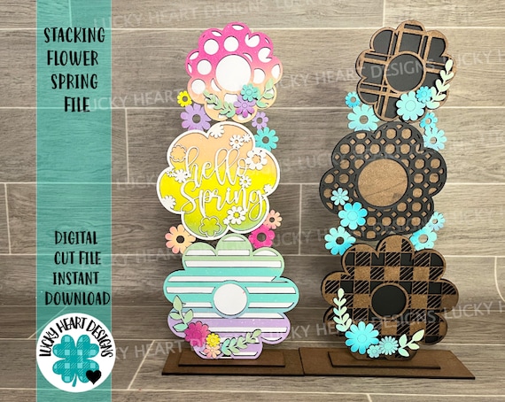Stacking Flower Spring File SVG Glowforge - Etsy