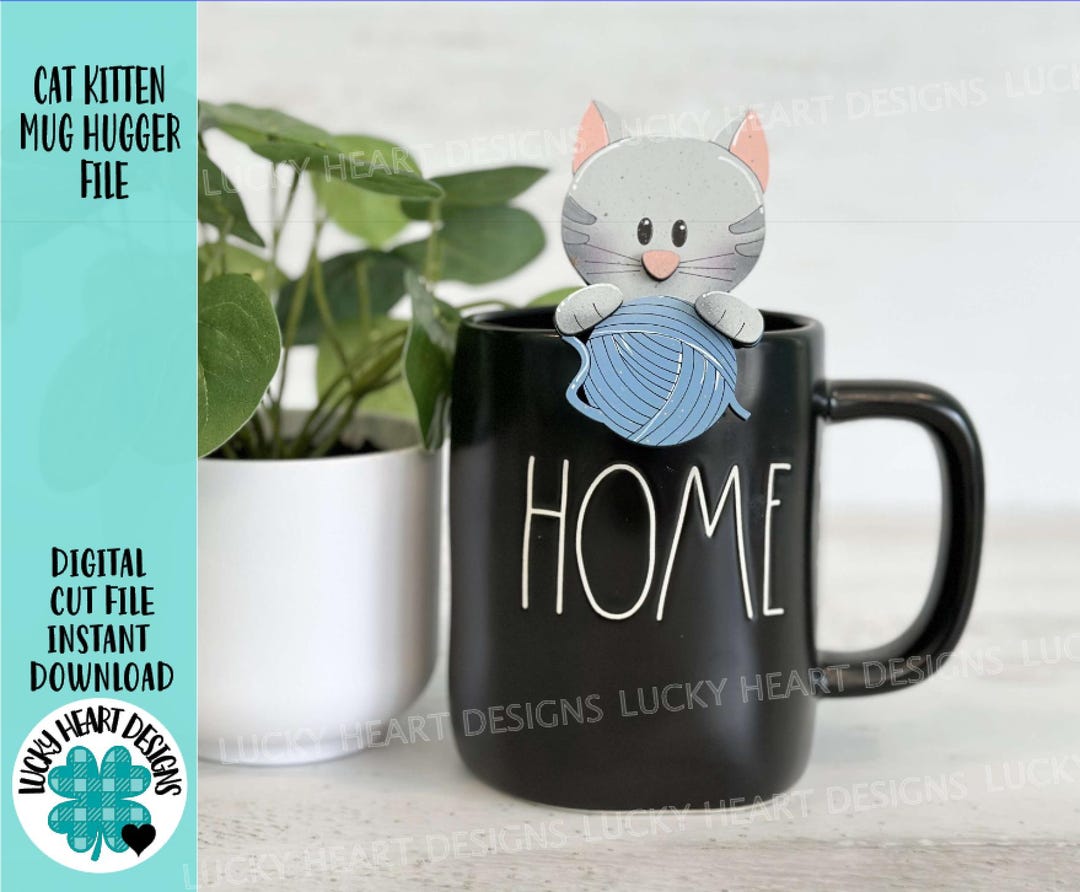 Cat Kitten Mug Hugger File SVG, Glowforge Tiered Tray, Tray Decor, Pet ...
