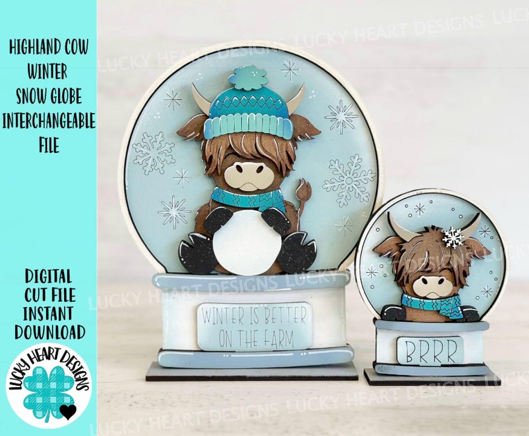 Winter Highland Cow Snow Globe Interchangeable File SVG, TINY ...