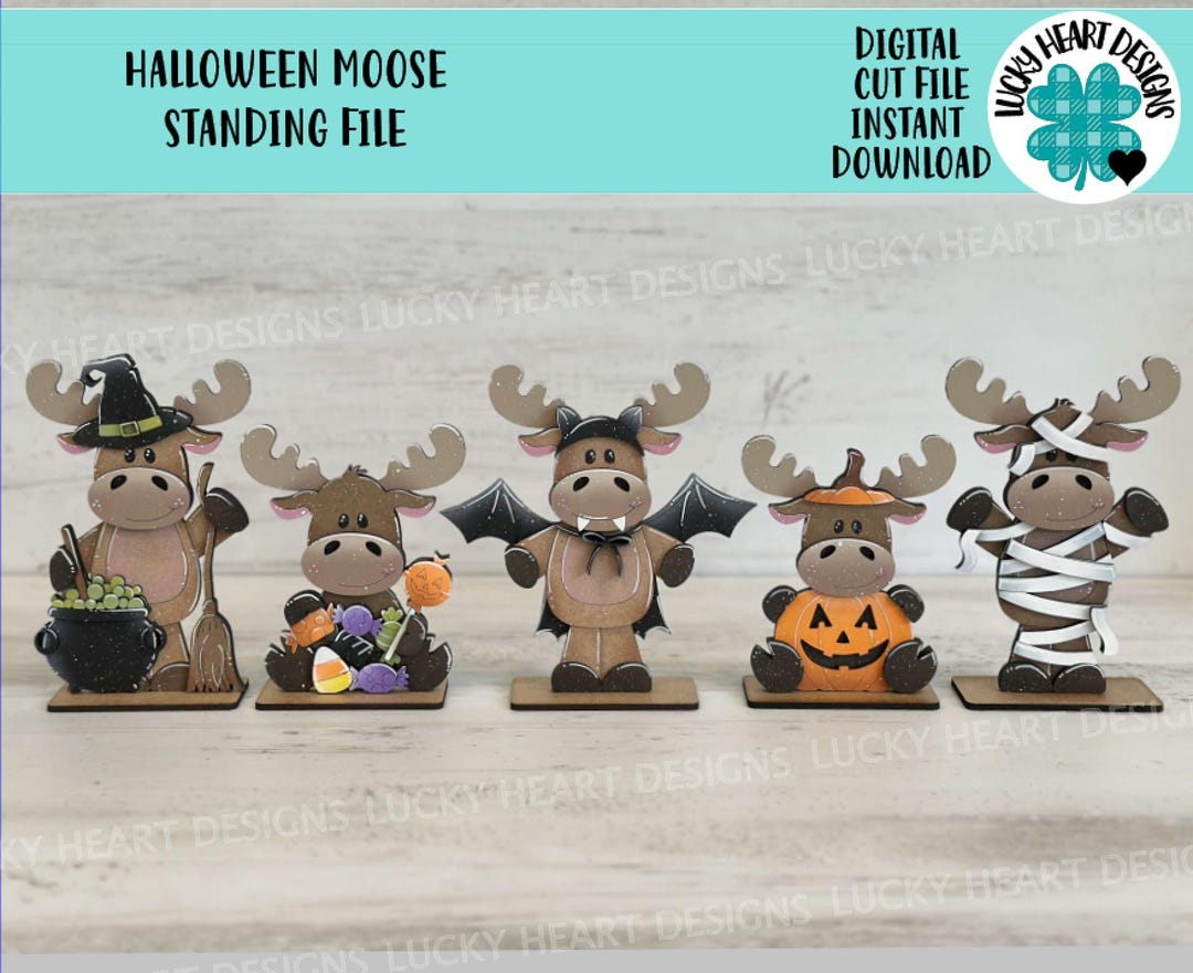 Halloween Moose Standing File SVG, Pumpkin, Witch, Jack-o-lantern, Farm ...