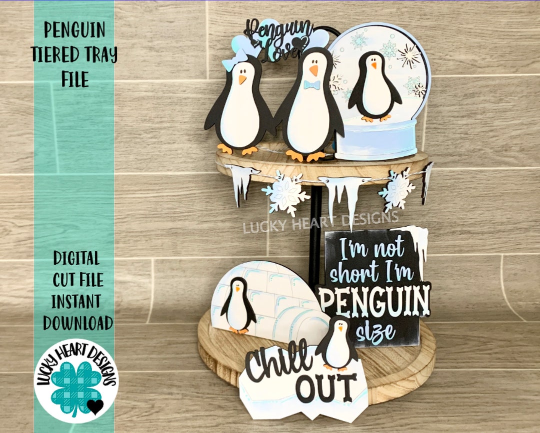Penguin Tiered Tray File SVG, Winter Tier Tray, Glowforge ...