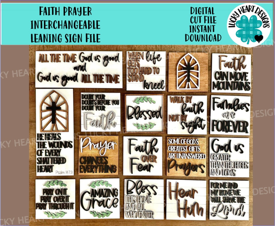 Faith Prayer Interchangeable Leaning Sign File SVG, Church Religious ...