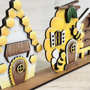 Honey Bee Standing Houses File SVG, Tiered Tray Glowforge, Beehive ...