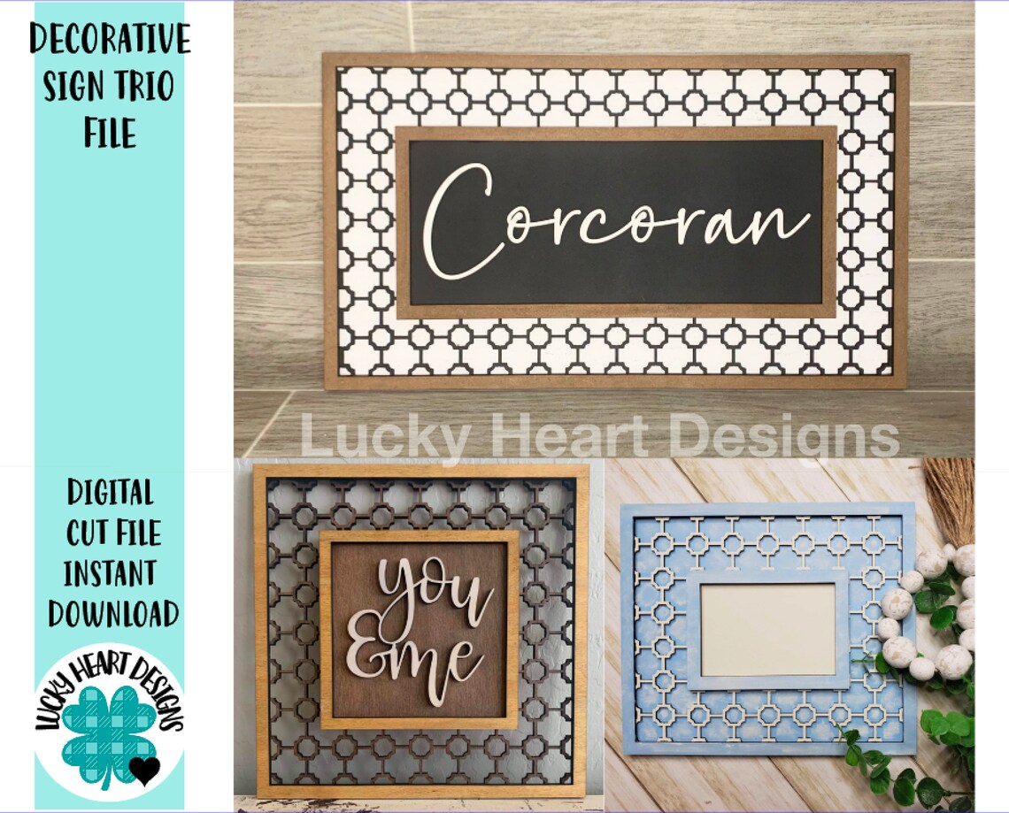 Decorative Sign Trio File SVG Glowforge Picture Frame - Etsy