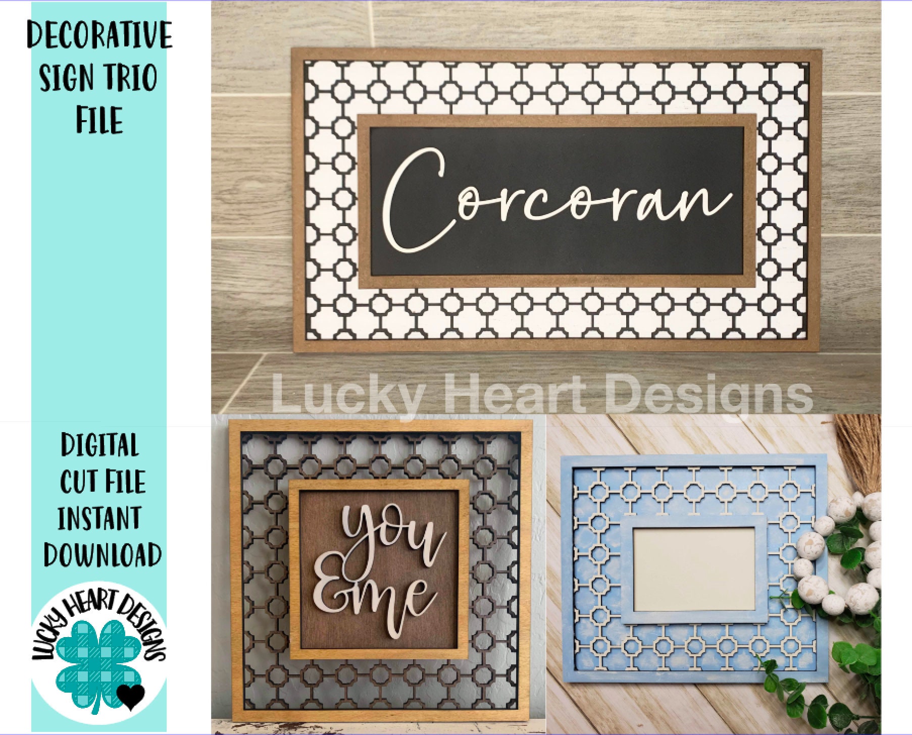 Decorative Sign Trio File SVG Glowforge Picture Frame - Etsy