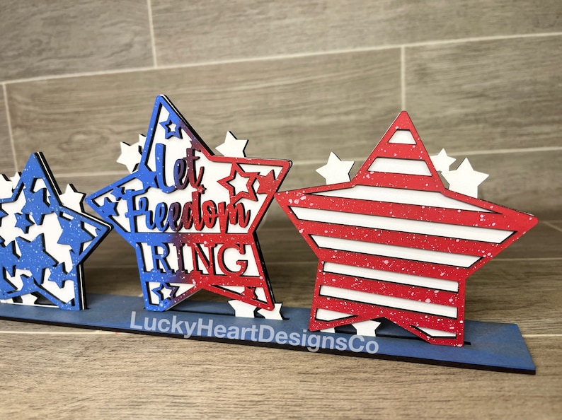 Standing Star Trio Fourth of July File SVG Glowforge - Etsy