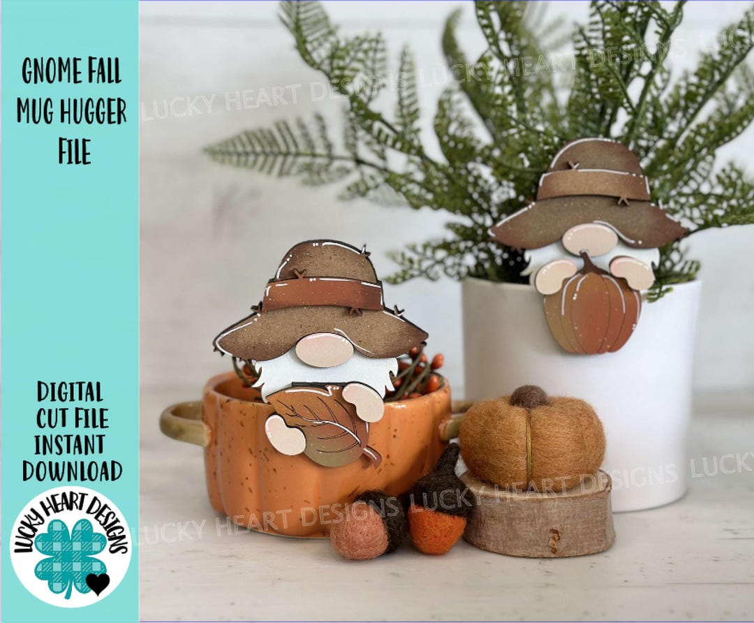 Gnome Fall Mug Hugger File SVG, Glowforge Tiered Tray, Tray Decor ...