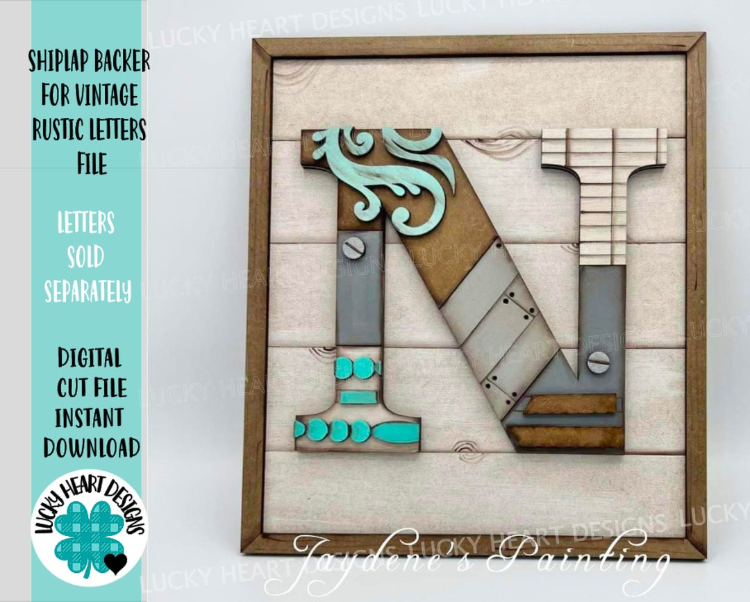 Shiplap Backer for Vintage Rustic Letters File SVG, Glowforge Initial ...